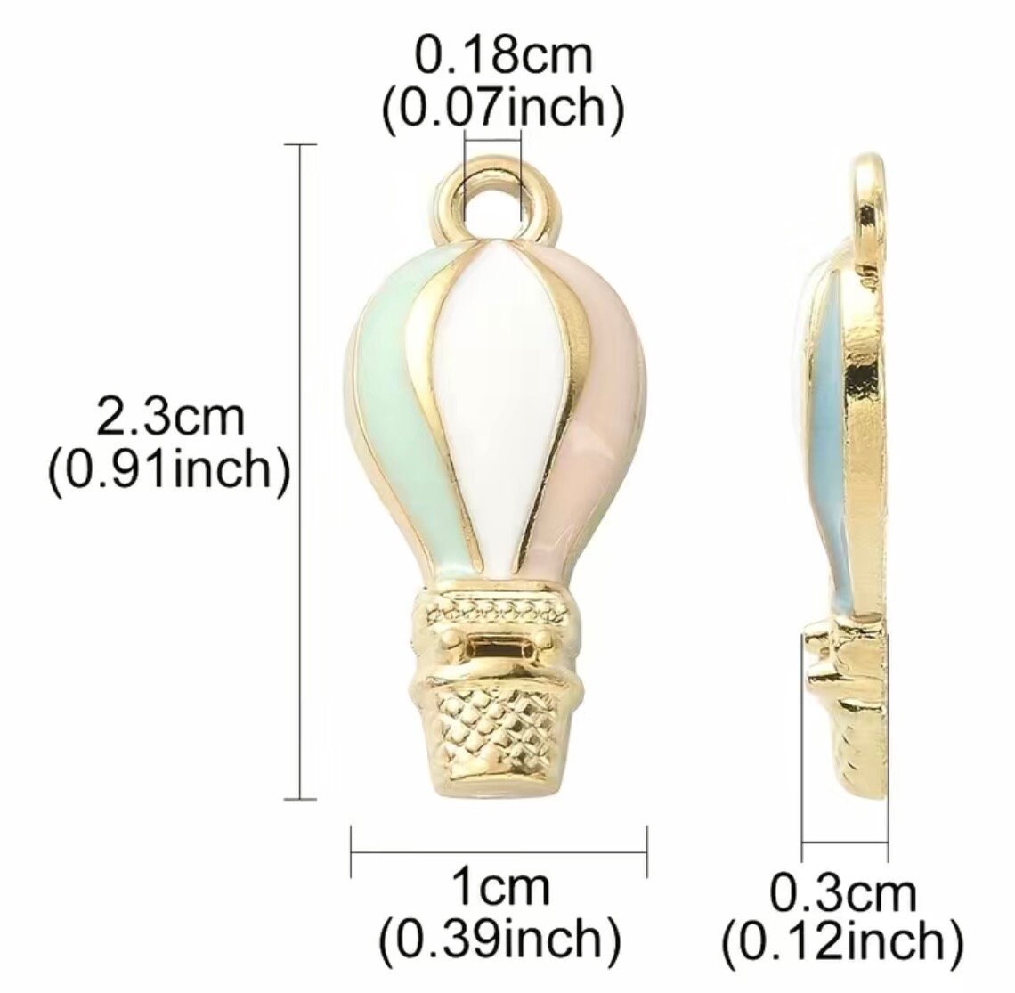 5 Hot Air Balloon Charms in Pink, White, and Blue Gold Tone Enamel. Fun ...