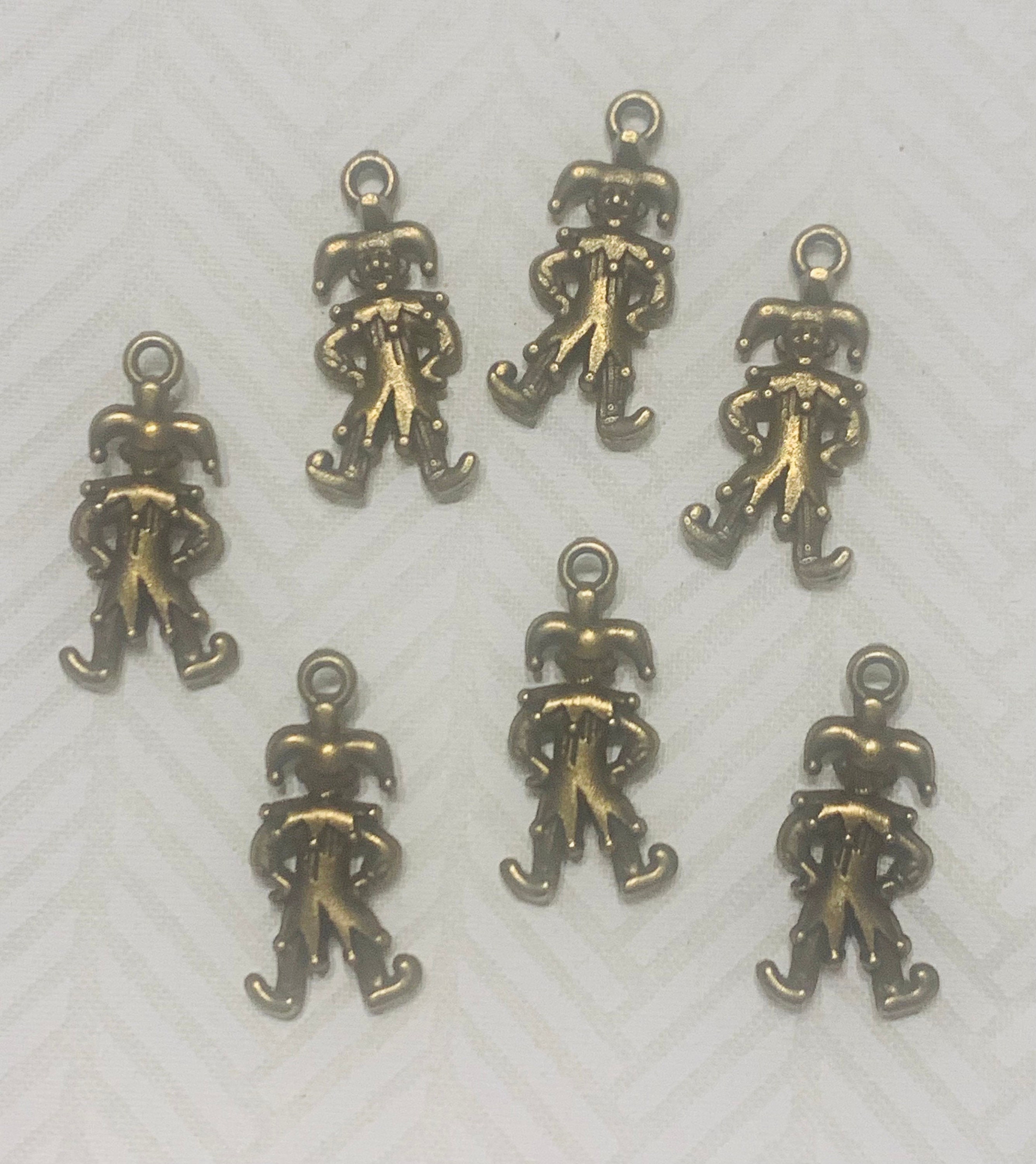 Jester Clown Charm Antique Gold Color Mardi Gras for Bracelets or ...