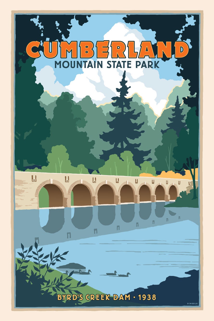 Cumberland Mountain Tennessee State Park - Vintage Style Travel Poster ...