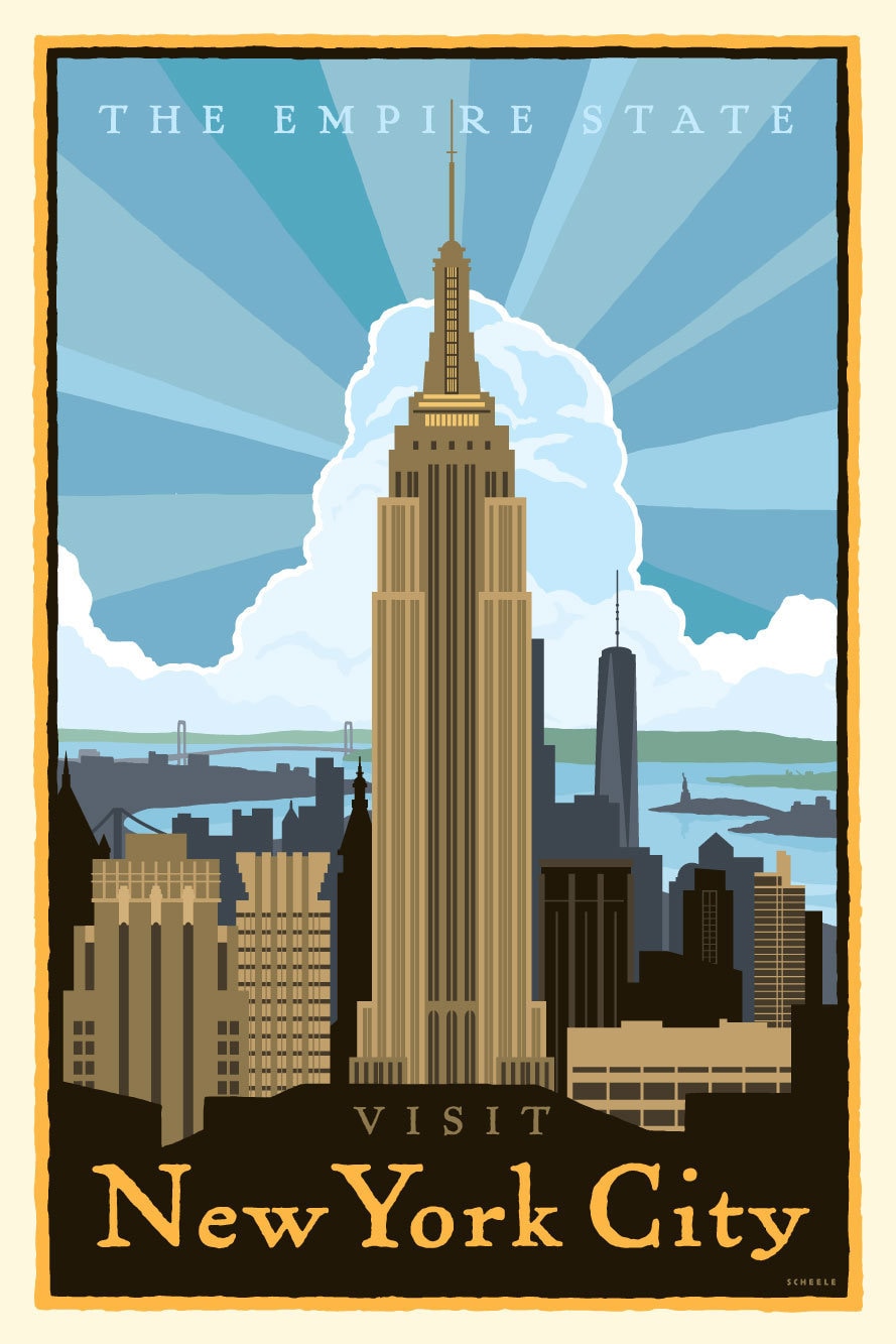 Empire State Building Blueprint Poster