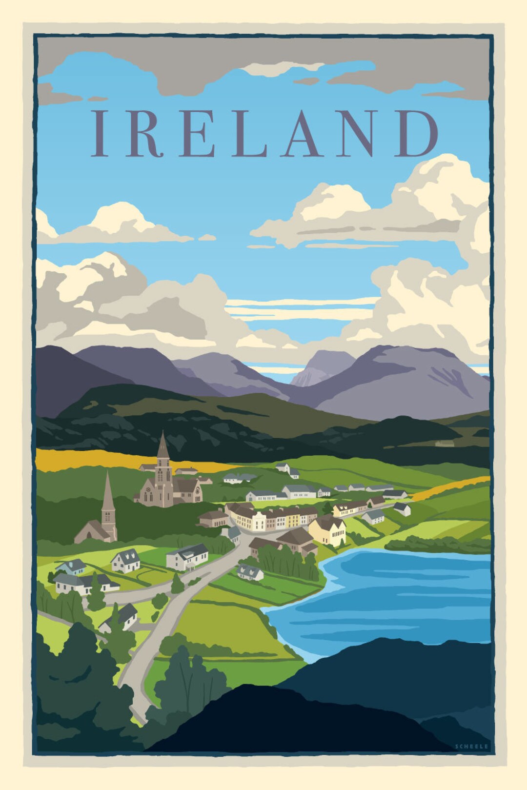 Ireland - Vintage Style Travel Poster - Etsy