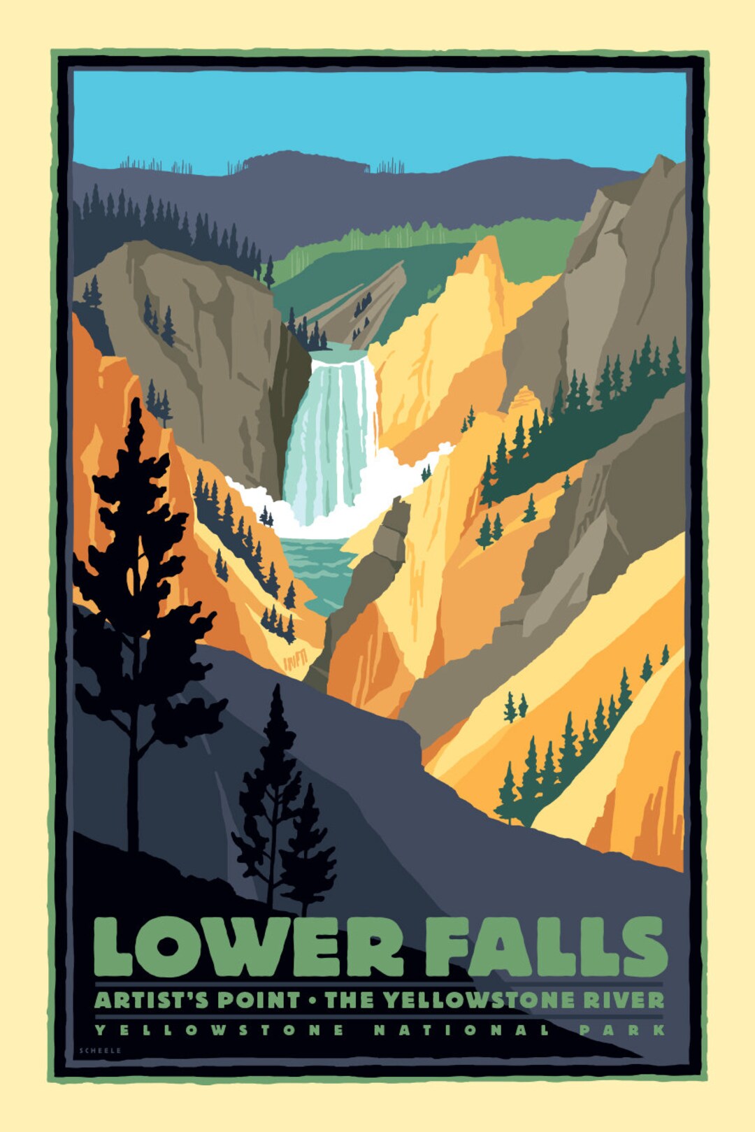 Lower Falls - Artist's Point - the Yellowstone River - Yellowstone ...