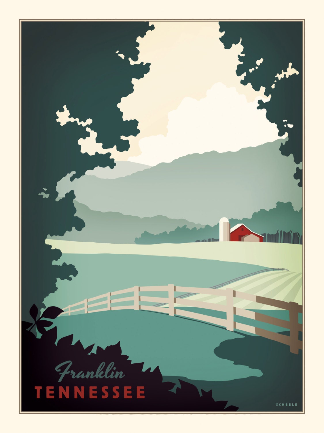 Franklin, Tennessee Vintage Style Travel Poster - Etsy