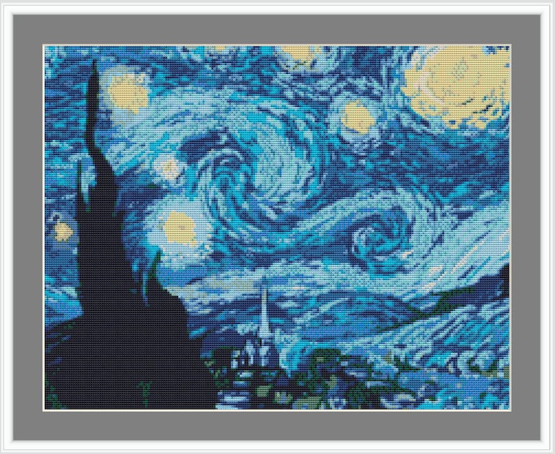 Starry Night Van Gogh Cross Stitch Pattern Counted Cross Stitch Supply ...