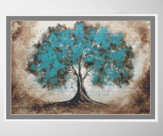Blue Tree of Life Cross Stitch Pattern Cross Stitch Embroidery - Etsy