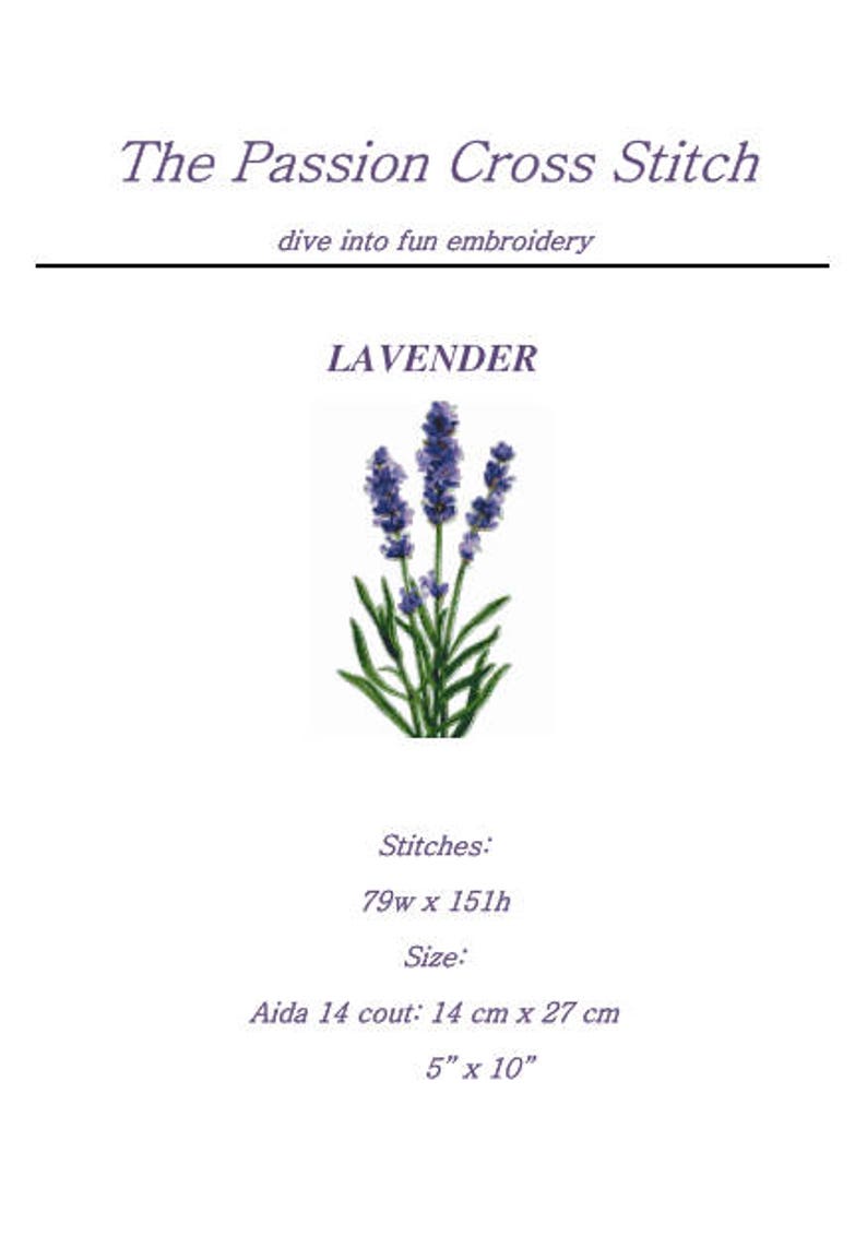 Lavender PDF Cross Stitch Counted Cross Stitch Chart PDF - Instant ...
