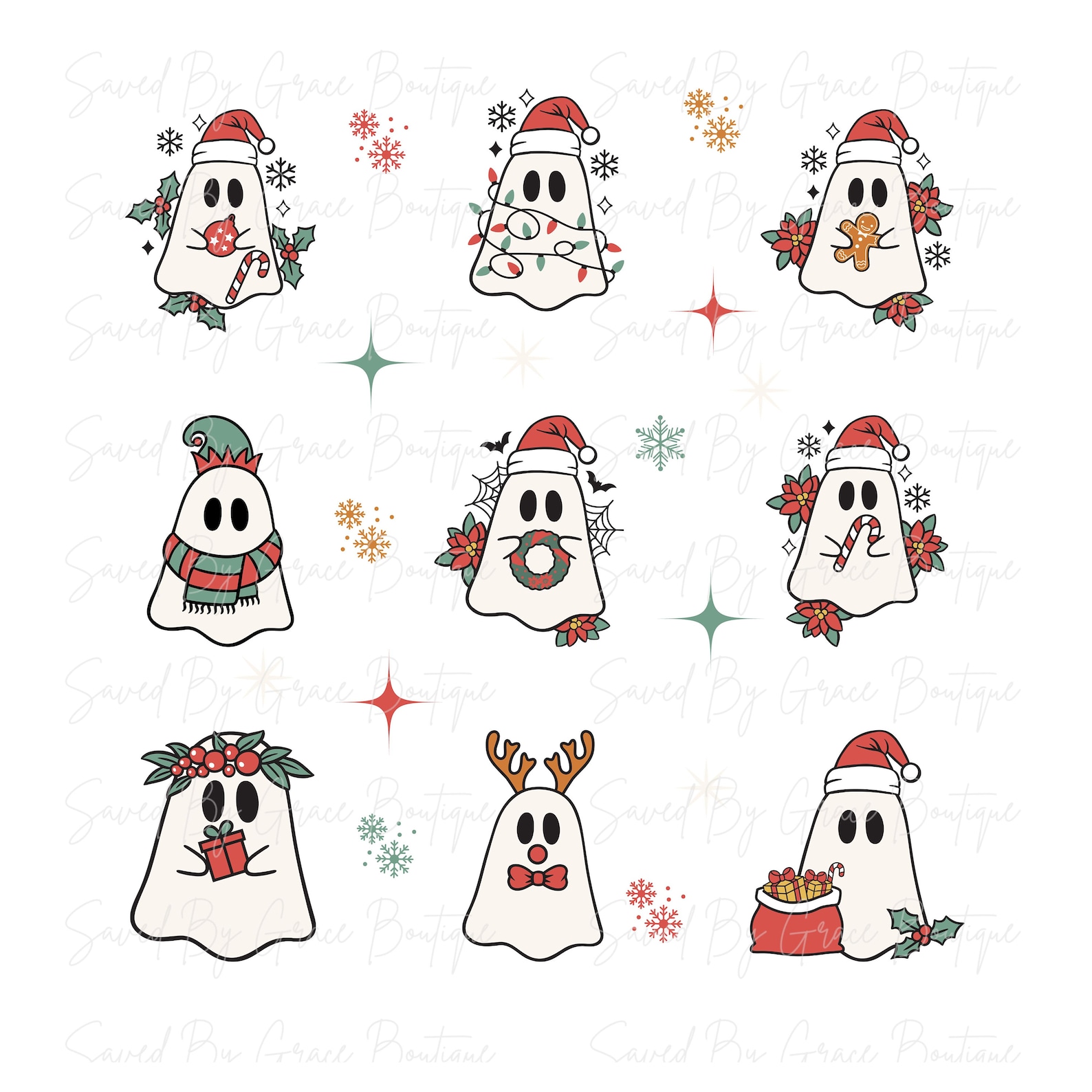 Christmas Ghosts Png, Santa Ghost Png, Ghost Christmas Png, Sublimation ...