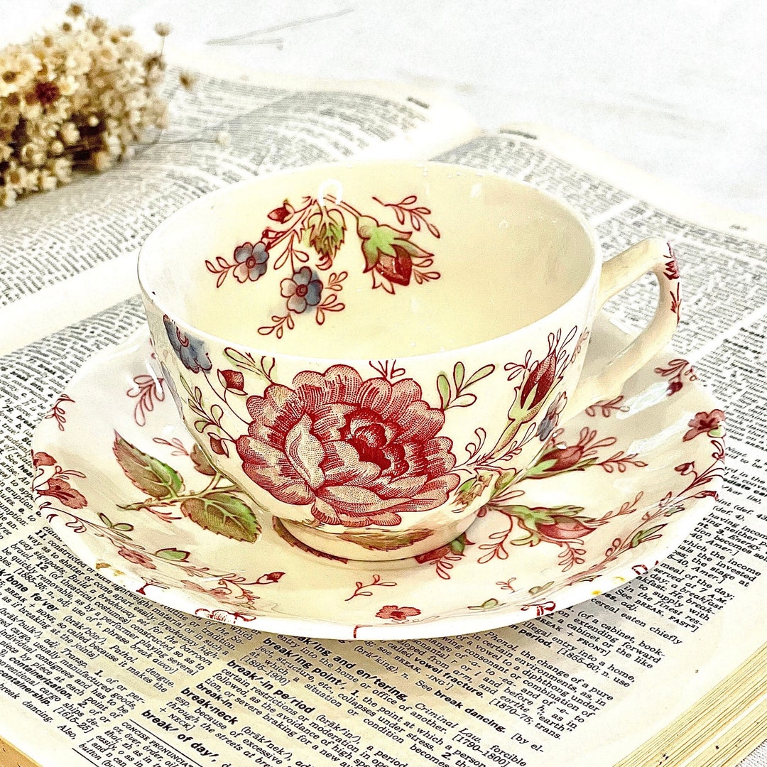 Vintage Johnson Brothers Cup and Saucer Rose Chintz Pattern - Etsy