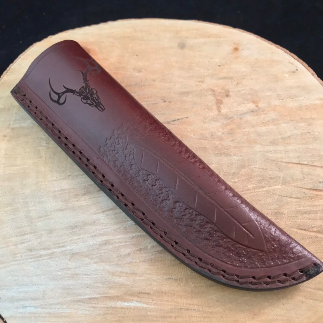 Premium Hand Tooled Leather Sheath Fixed Blade Knife for 8-10 Knife ...