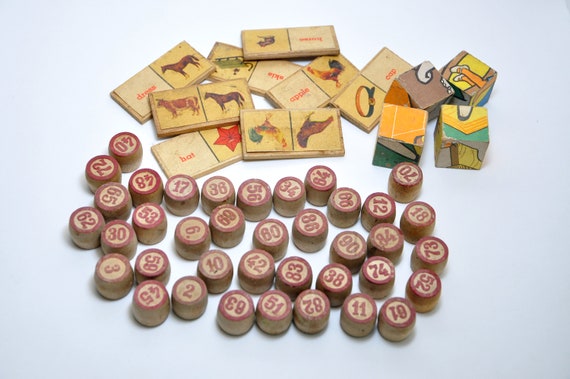 Rustic Antique Animal Lotto Game Toy Ephemera Red Bingo Loto | Etsy