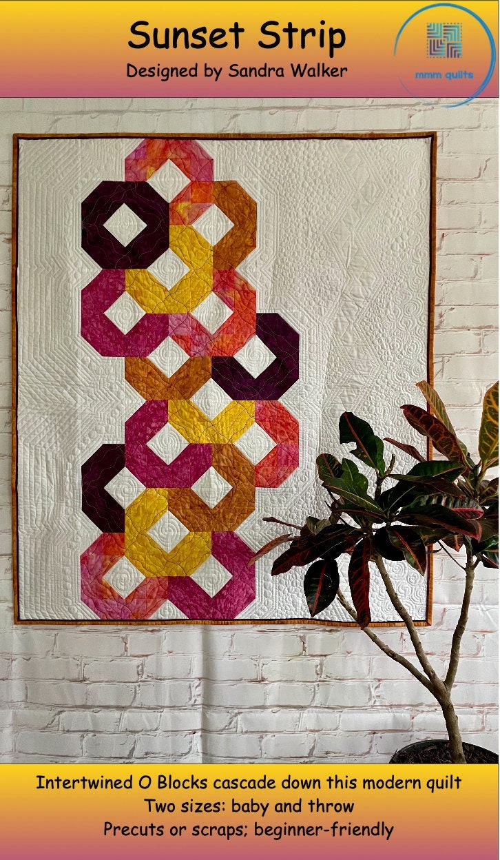 Sunset Strip, PDF Quilt Pattern, Throw Quilt, Baby Quilt, Simple Quilt ...