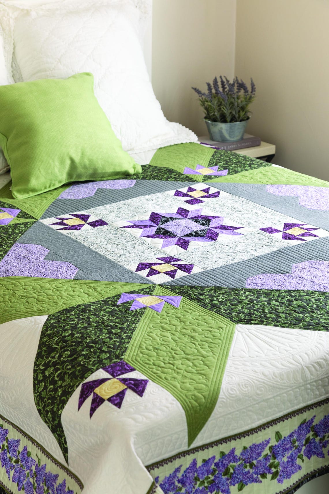 Lilac Love, PDF Quilt Pattern, Large Quilt, Original Design, Negative ...