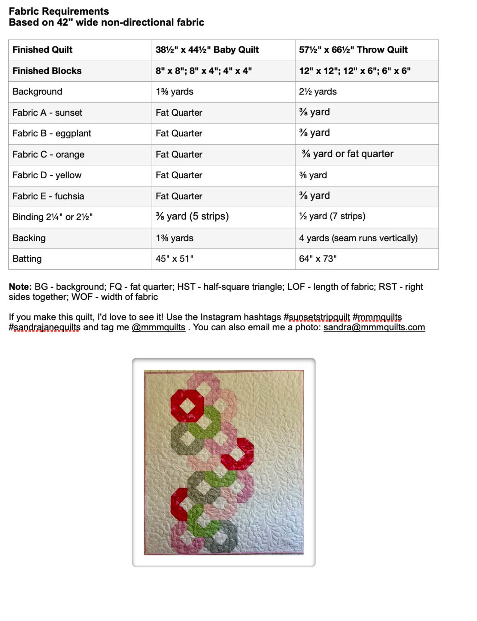 Sunset Strip, PDF Quilt Pattern, Throw Quilt, Baby Quilt, Simple Quilt ...