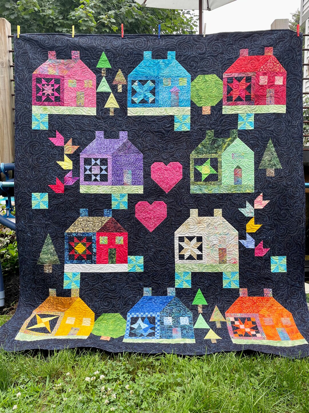 Rainbow Neighbourhood PDF Quilt Pattern Throw Twin Simple - Etsy