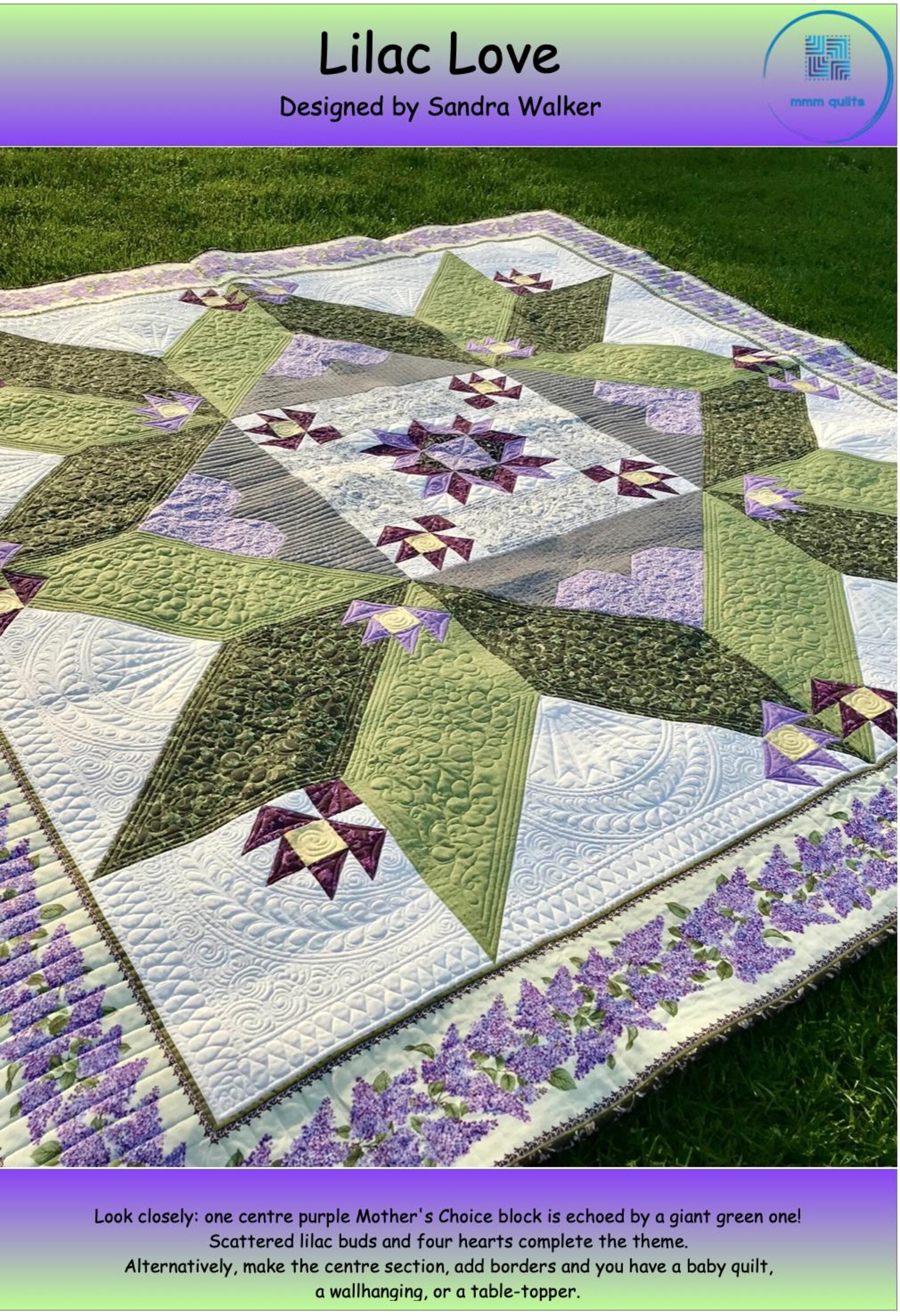 Lilac Love, PDF Quilt Pattern, Large Quilt, Original Design, Negative ...