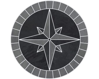 Tile Mosaic Medallion Natural Stone Mariners Compass Rose Gray | Etsy