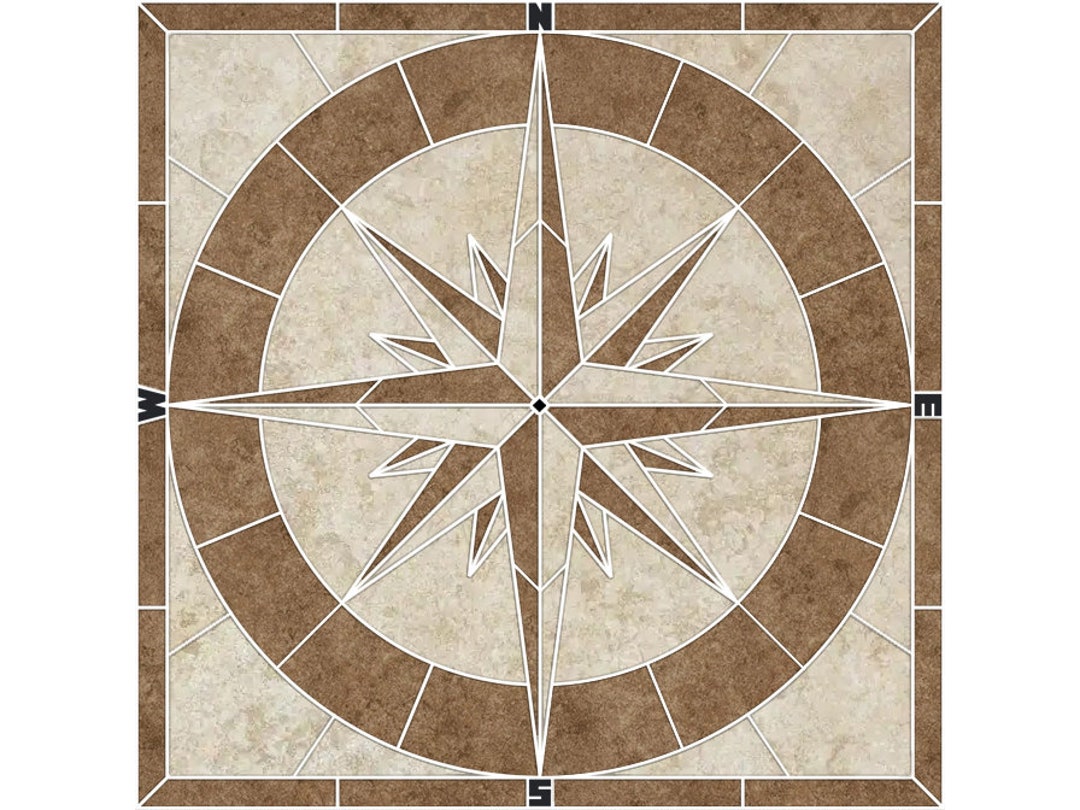 Porcelain Stone Look Tile Mosaic Medallion Captain's Compass Rose ...