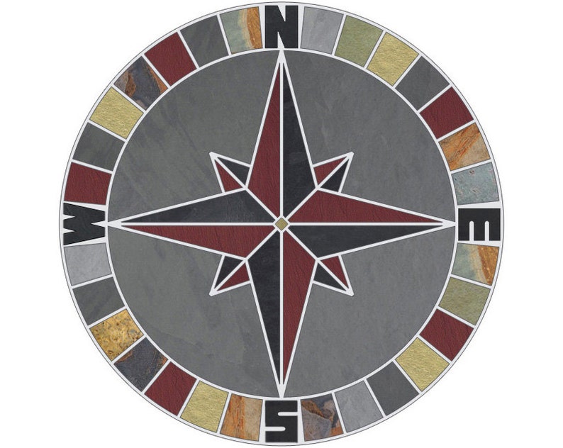 Tile Mosaic Medallion Natural Stone Mariners Compass Rose - Etsy