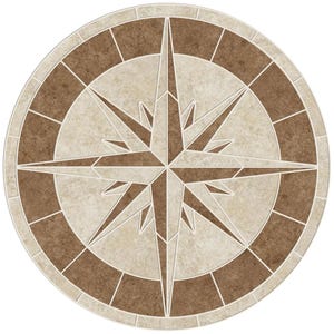 Porcelain Stone Look Tile Mosaic Medallion Captain's Compass Rose Round ...