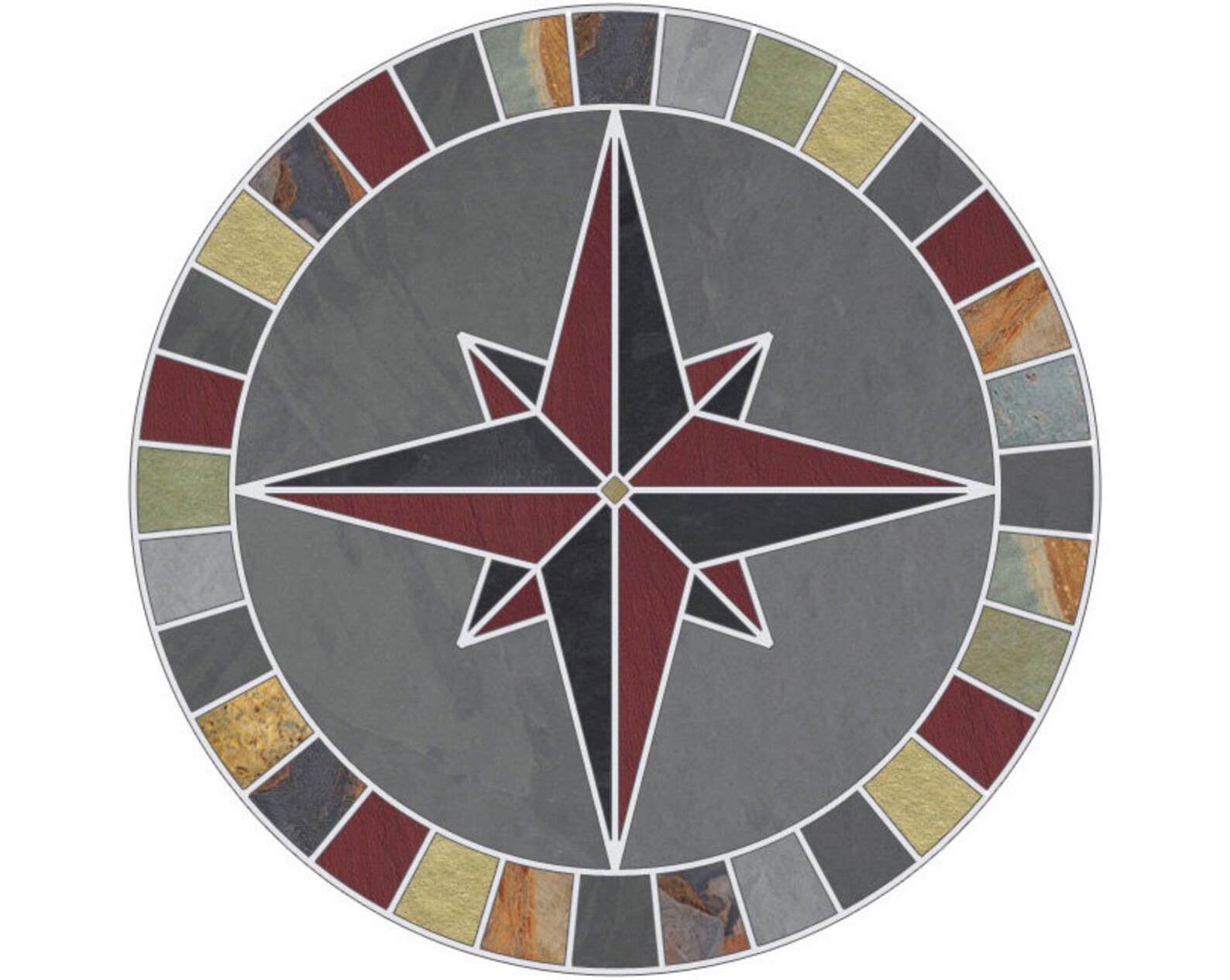 Tile Mosaic Medallion Natural Stone Mariners Compass Rose | Etsy