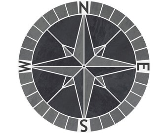 Tile Mosaic Medallion Natural Stone Mariners Compass Rose Travertine ...