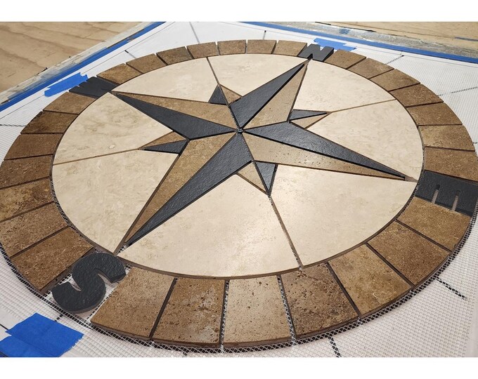 Two Custom 35" (1/2" Thick) - Tile Mosaic Medallion Natural Stone ...