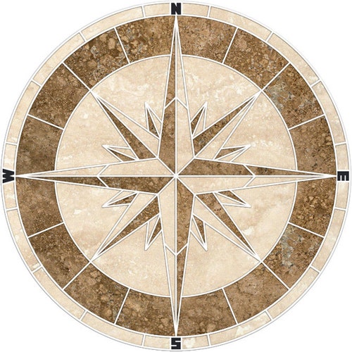 Tile Mosaic Medallion Natural Stone Mariners Compass Rose - Etsy