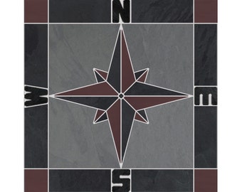 Tile Mosaic Medallion Natural Stone Mariners Compass Rose - Etsy