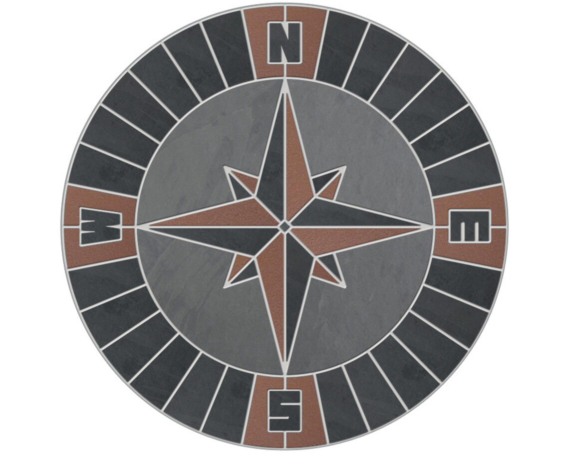 Voyager's Compass Rose Tile Mosaic Medallion BBBL | Etsy