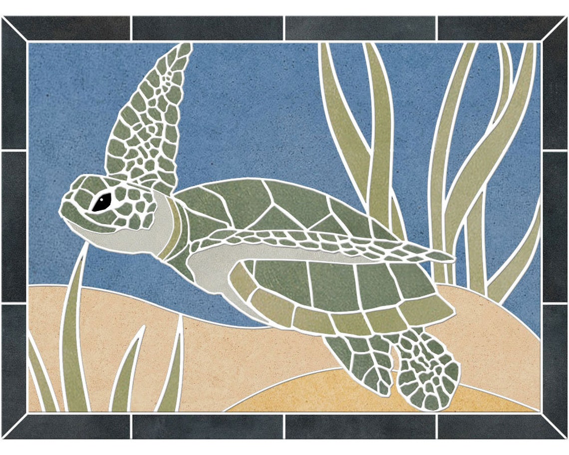 Sea Turtle Porcelain Tile Mosaic Medallion Four Sizes Available ...