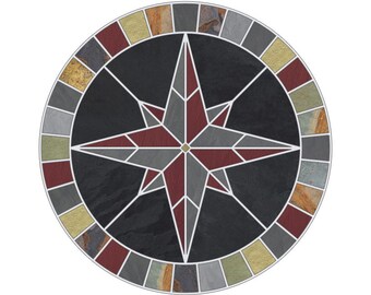 Tile Mosaic Medallion Natural Stone Mariners Compass Rose - Etsy