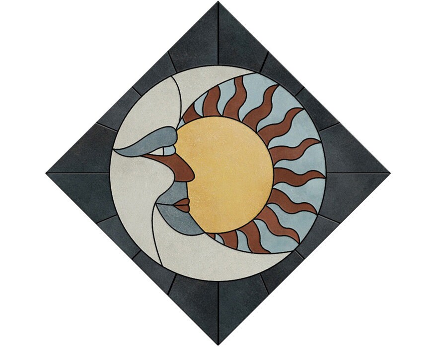 Porcelain Tile Mosaic Medallion Sun and Moon With Diamond | Etsy