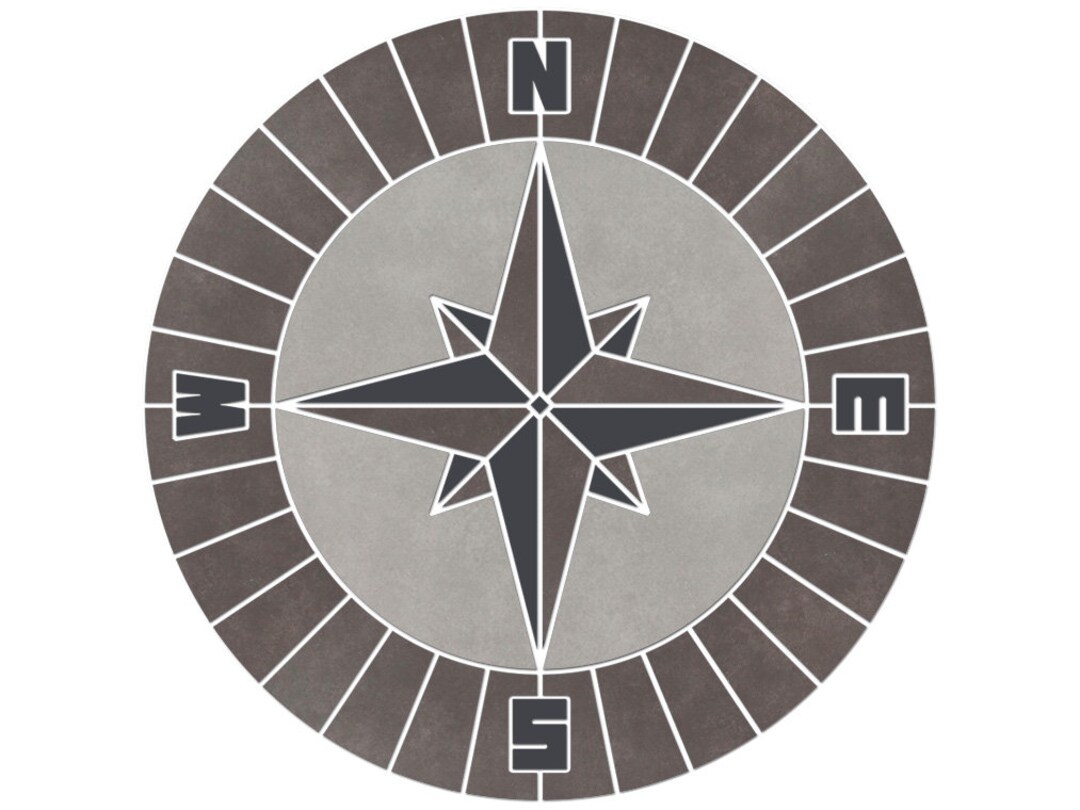 Voyager's Compass Rose Tile Mosaic Medallion Charcoal Gray - Choose 16 ...
