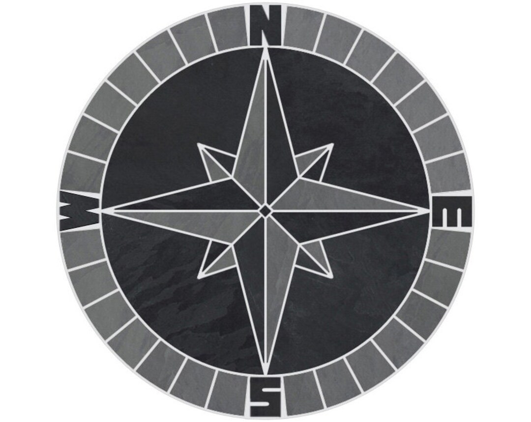 Tile Mosaic Medallion Natural Stone Mariners Compass Rose Gray and ...