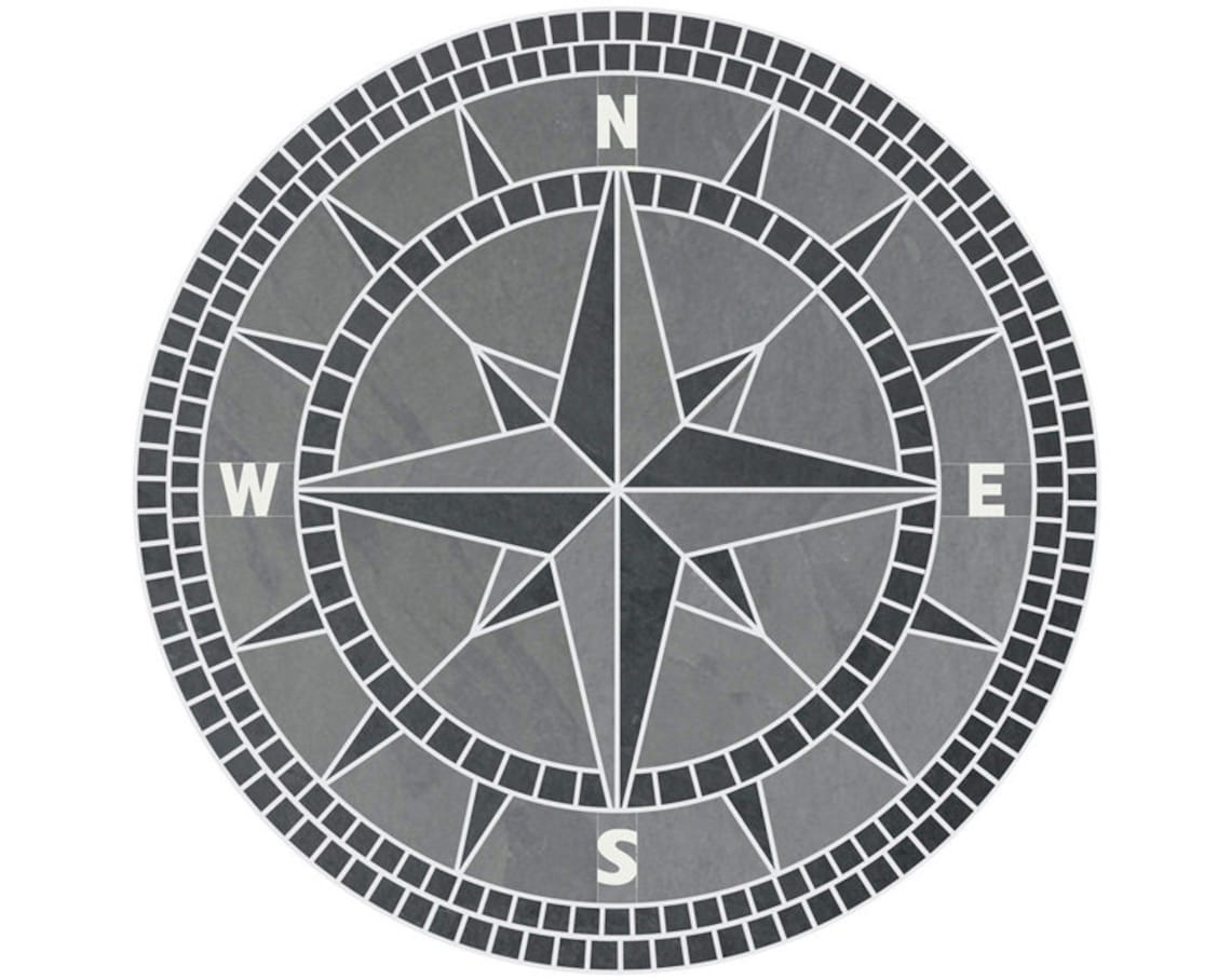 Handcrafted Natural Slate Tile Classic Compass Rose Mosaic | Etsy