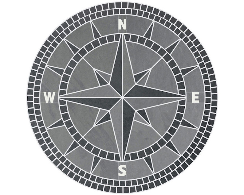 Handcrafted Natural Slate Tile Classic Compass Rose Mosaic - Etsy
