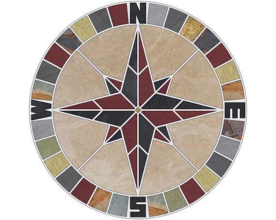 LARGE SIZE Tile Mosaic Medallion Natural Stone Mariners | Etsy