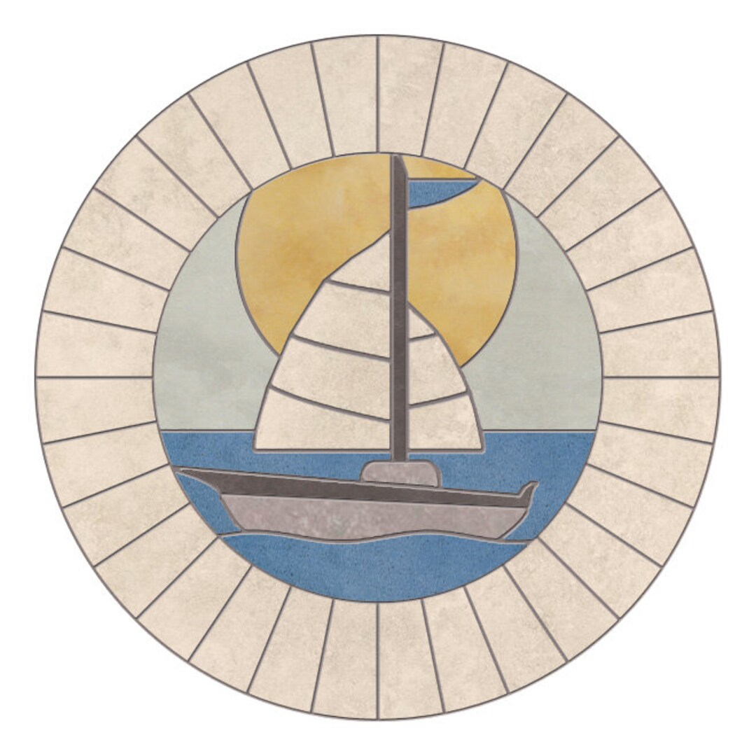 Porcelain Tile Sailboat With Sun and Waves - Choose 16", 18", 24", 30 ...