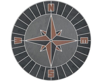 Tile Mosaic Medallion Natural Stone Mariners Compass Rose - Etsy