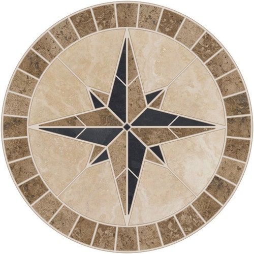 Tile Mosaic Medallion Natural Stone Square Elegance Compass - Etsy