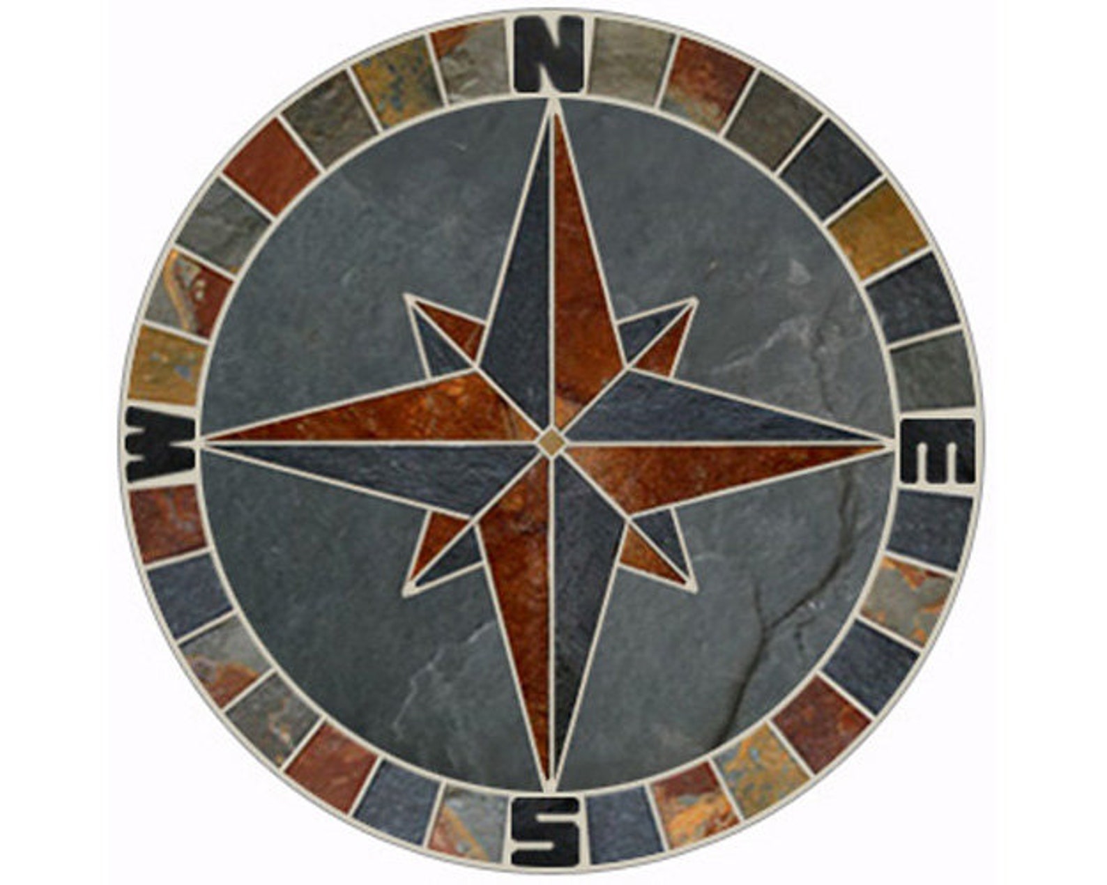 Rustic Charm Mosaic Medallion Mariners Compass Rose With NSEW - Etsy