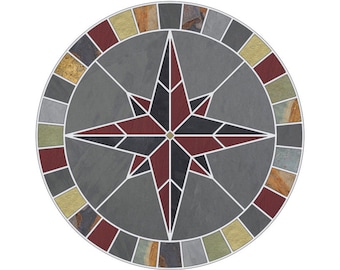 Tile Mosaic Medallion Natural Stone Mariners Compass Rose - Etsy