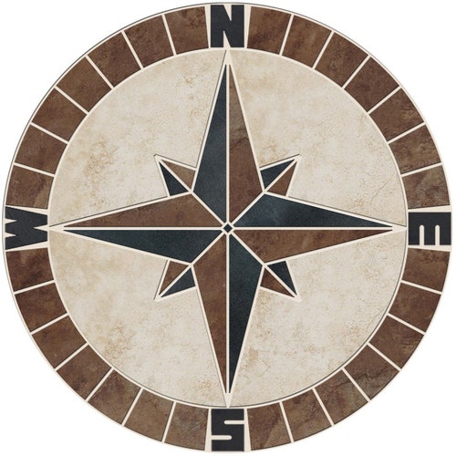 Tile Mosaic Medallion Natural Stone Mariners Compass Rose - Etsy