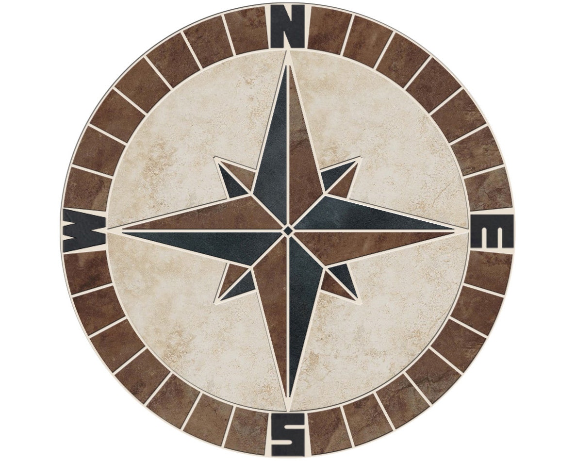 Porcelain Tile Mosaic Medallion Mariners Compass Rose With - Etsy