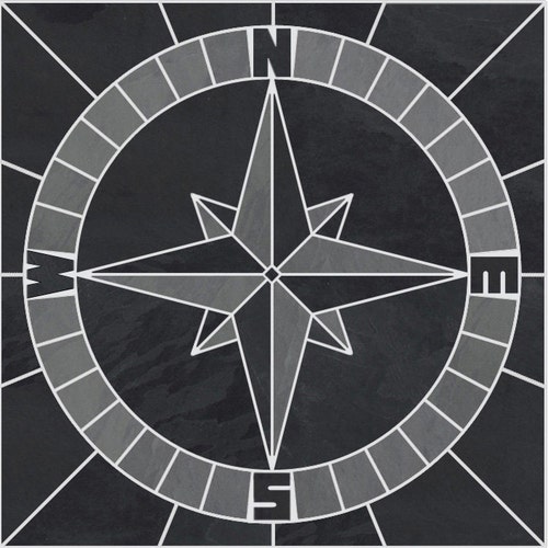 Tile Mosaic Medallion Natural Stone Square Elegance Compass - Etsy