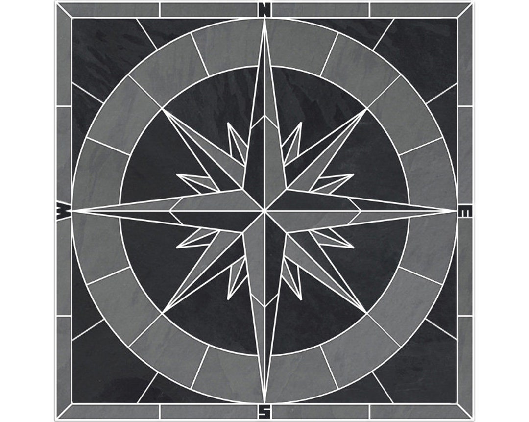 Natural Stone Black and Gray Slate Tile Mosaic Medallion Square ...