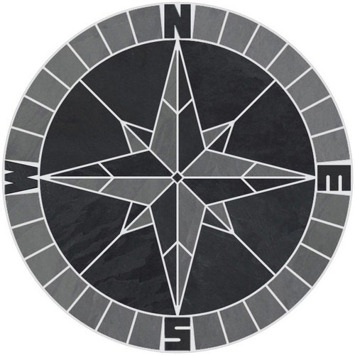 Tile Mosaic Medallion Natural Stone Square Elegance Compass - Etsy