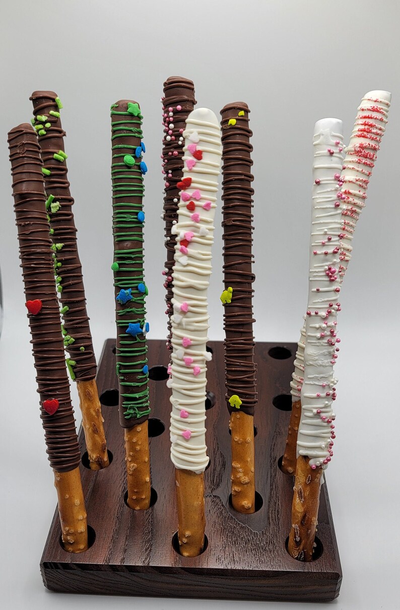 Wood Pretzel Rod Stand Solid Walnut Pretzel Rod Stand Rustic - Etsy