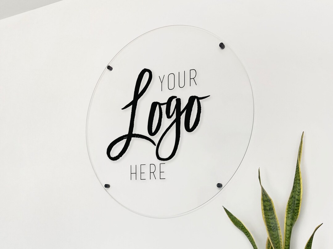 Personalized Large Circle Logo Sign on Clear Acrylic Wall Mounted ...