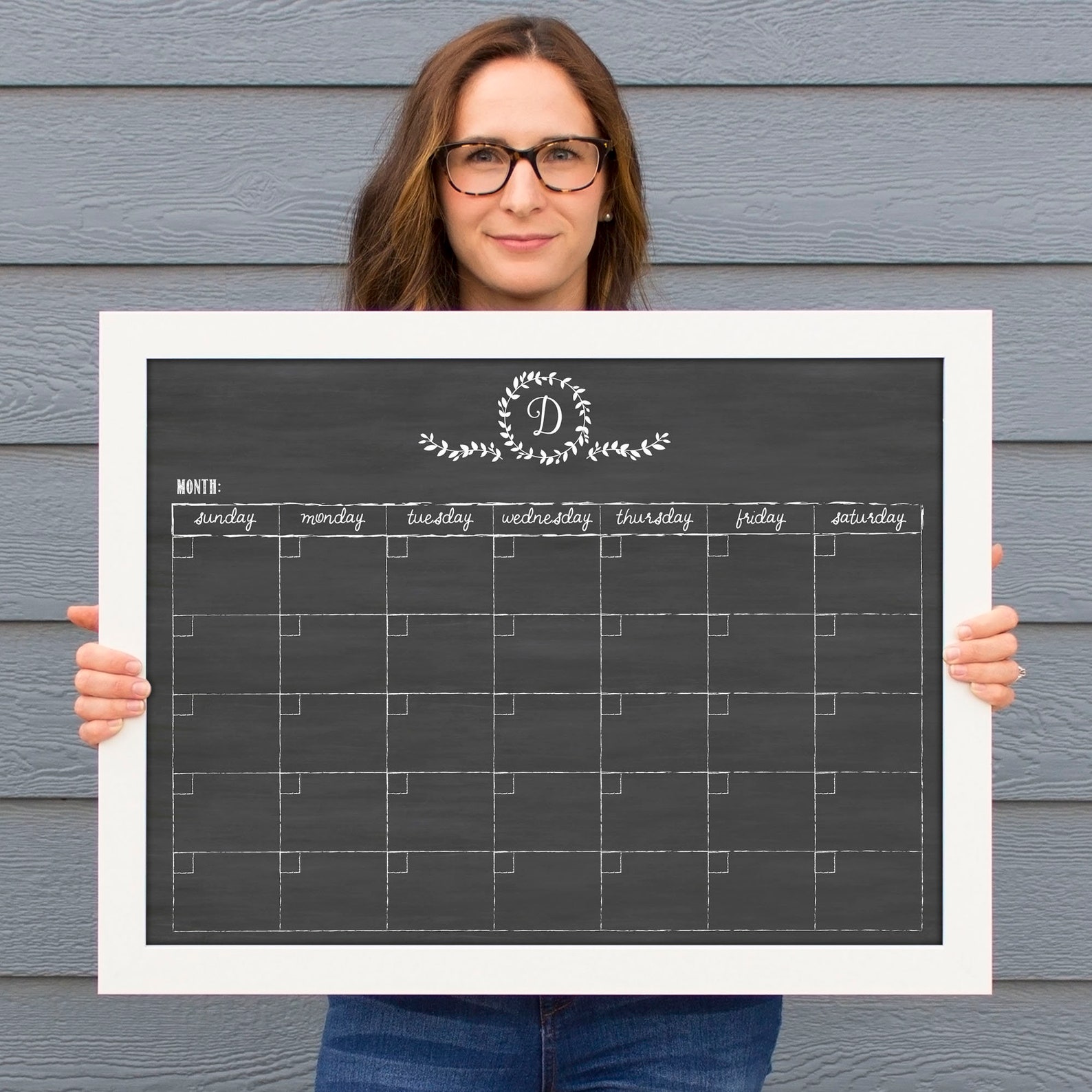 Monogram Gift 24x18 Calendar Monogram Calendar | Etsy